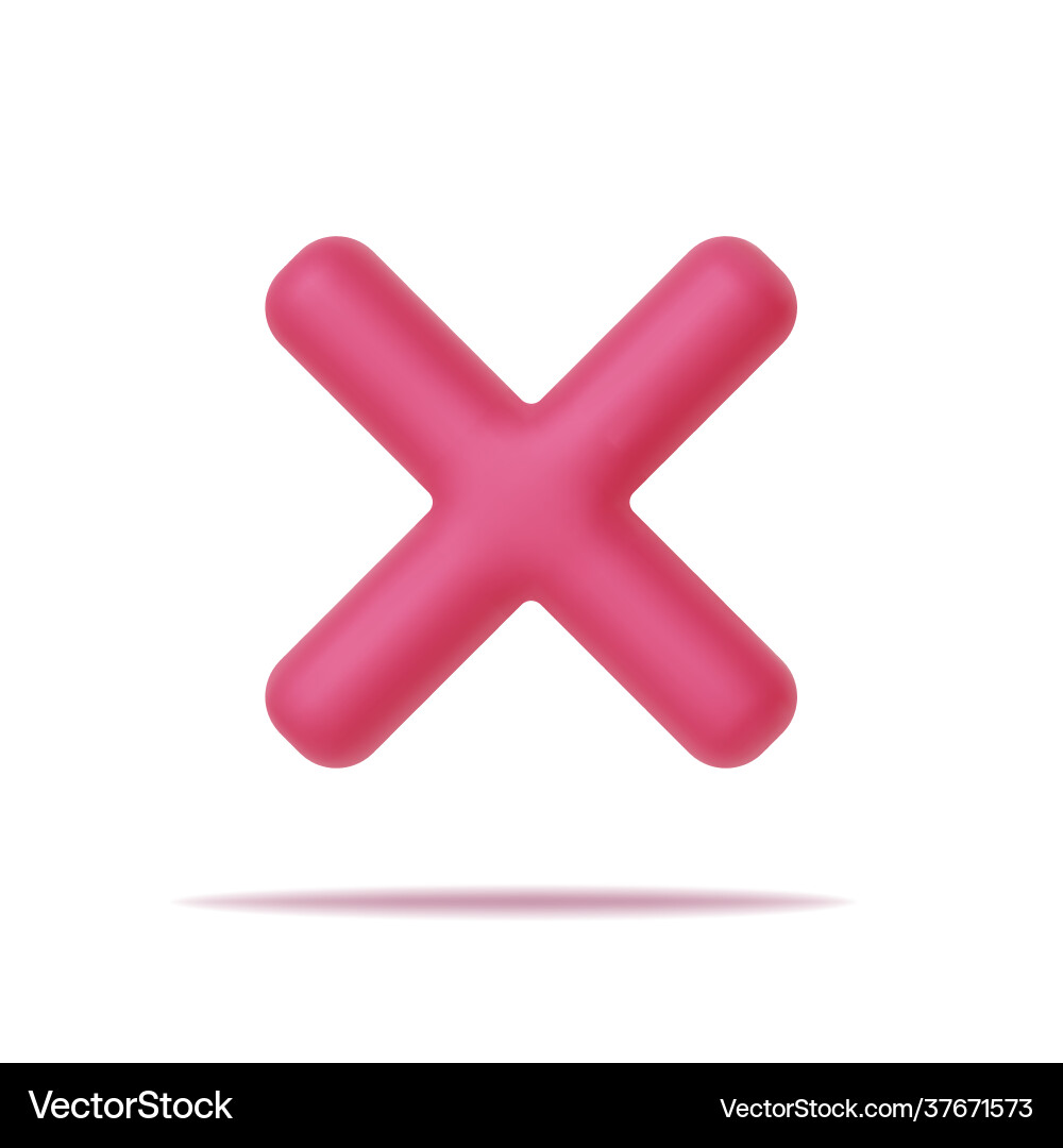 3d rejection icon rejected sign cross Royalty Free Vector