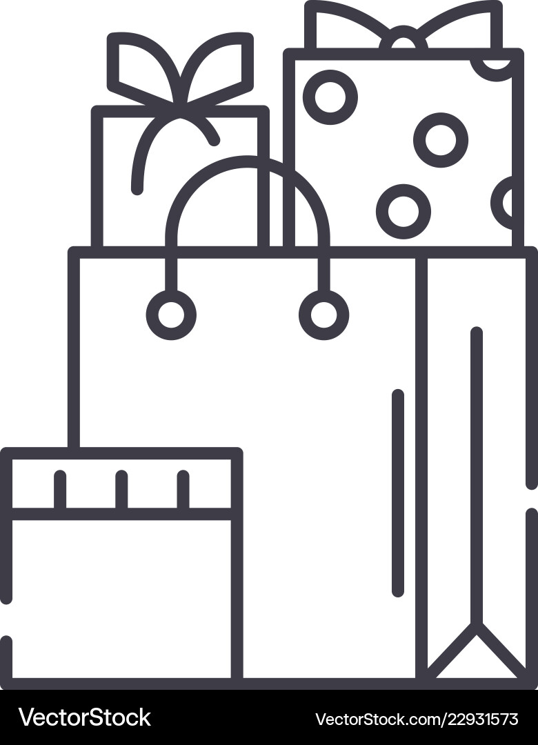 Christmas presents line icon concept Royalty Free Vector