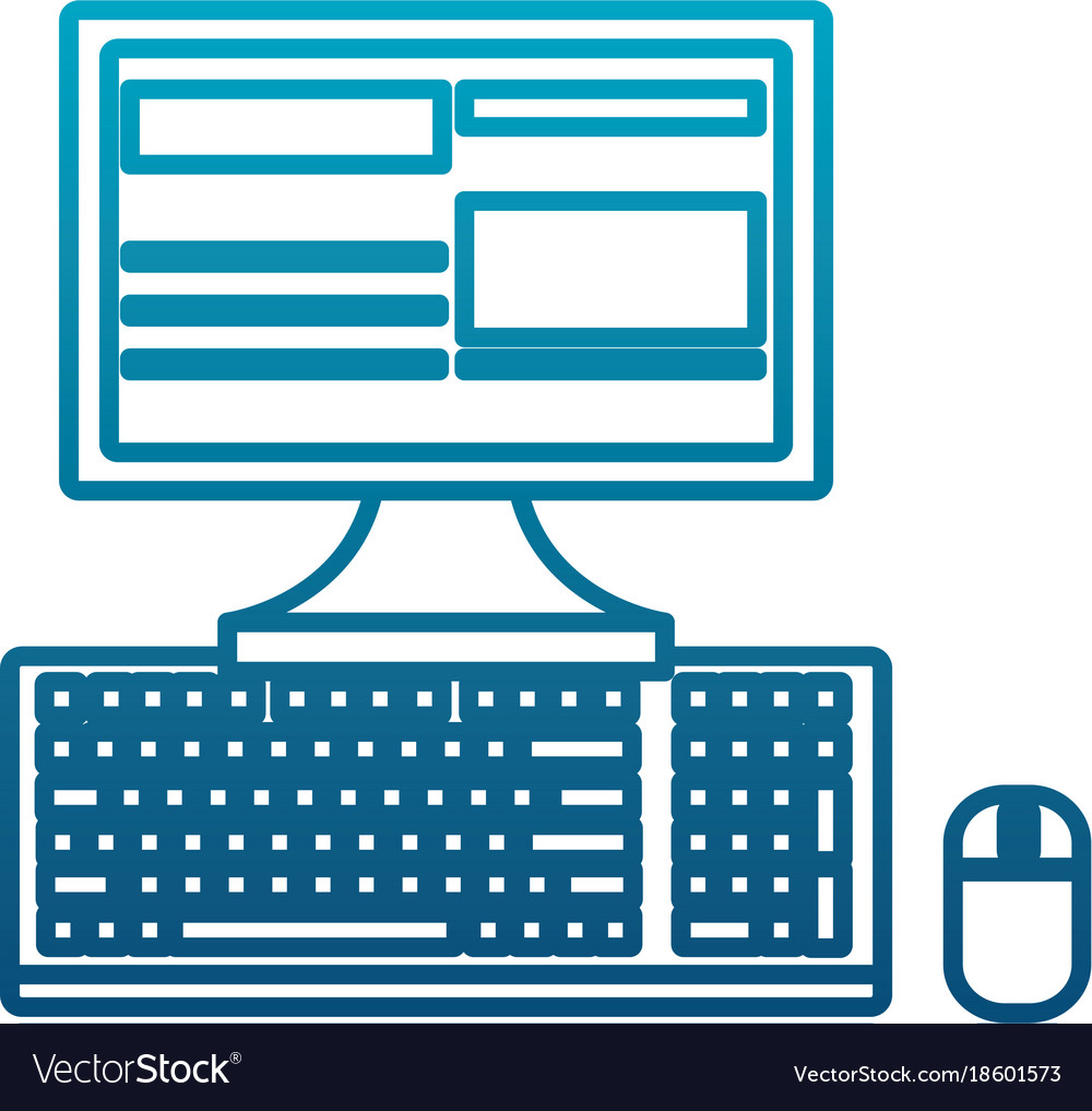 Computer with mouse and keyboard Royalty Free Vector Image