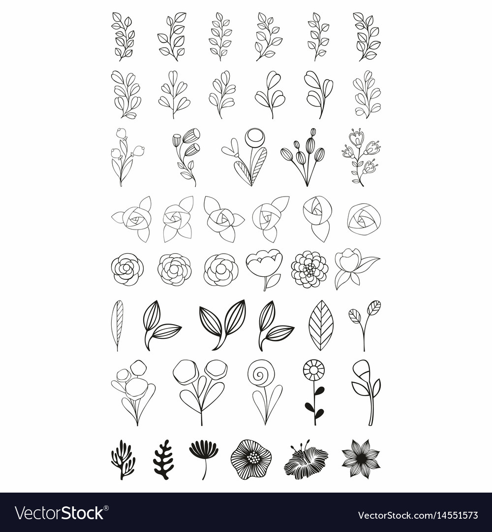 Flower Set Stylized Flowers Royalty Free Vector Image 