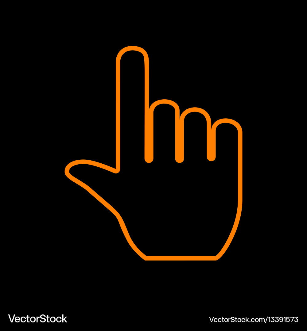 Hand sign orange icon on black Royalty Free Vector Image
