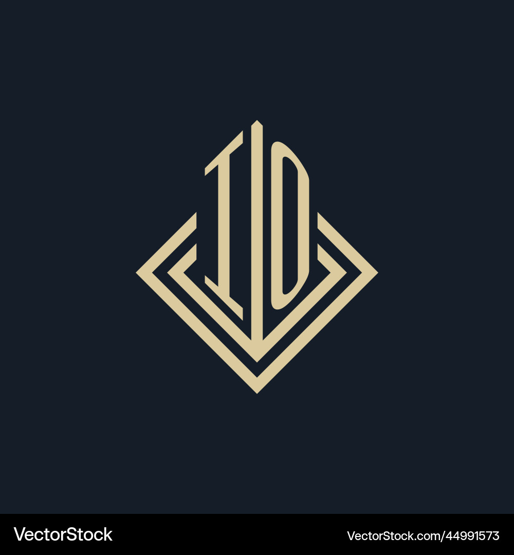 Initials io logo rhombus lines shape style luxury Vector Image