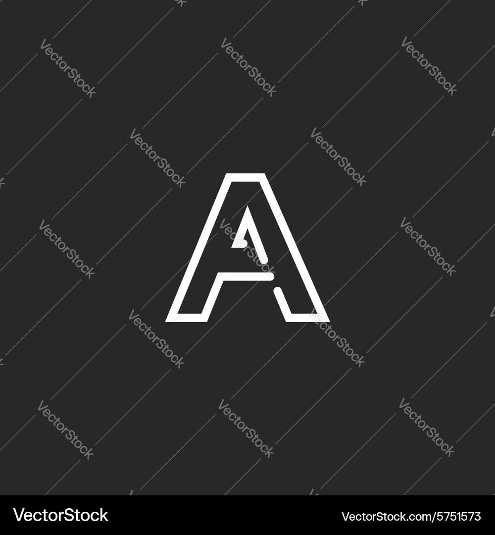 Logo a letter black and white thin line emblem Vector Image