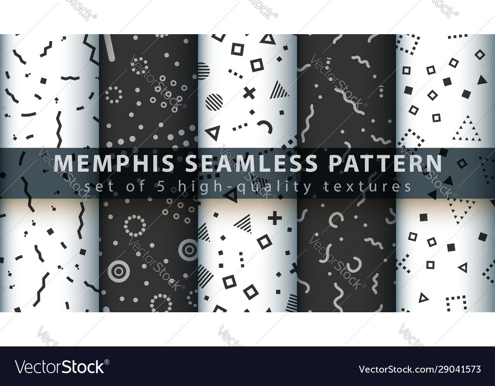 Memphis seamless pattern - set five items Vector Image