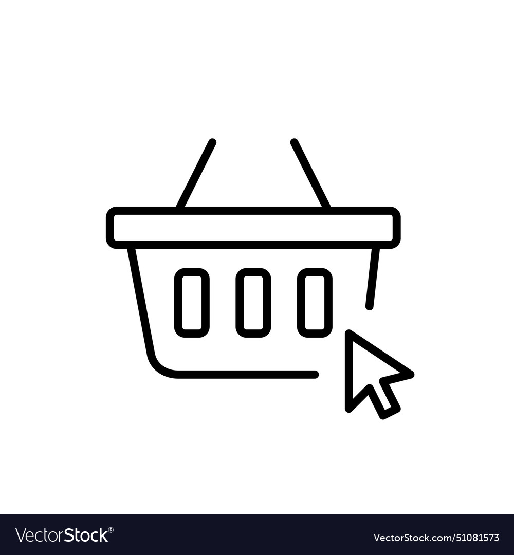Mouse pointer clicking on shopping basket online Vector Image