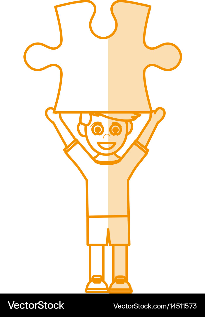 Orange silhouette shading caricature guy with Vector Image