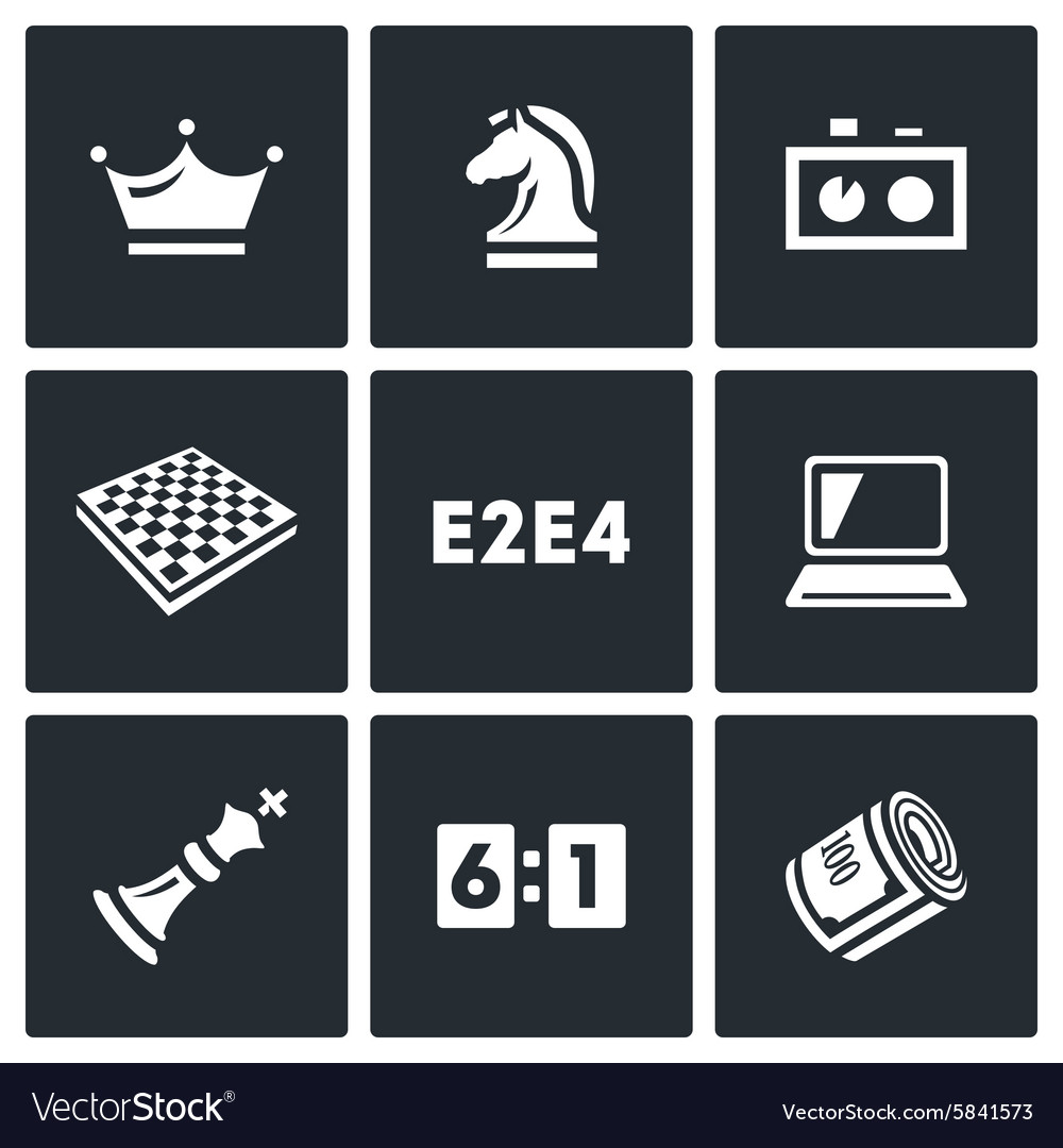 Playing chess and modern technology icons set Vector Image