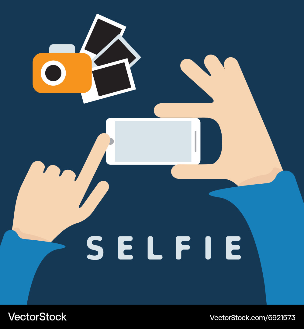 Selfie trendy with smartphone and hands flat Vector Image