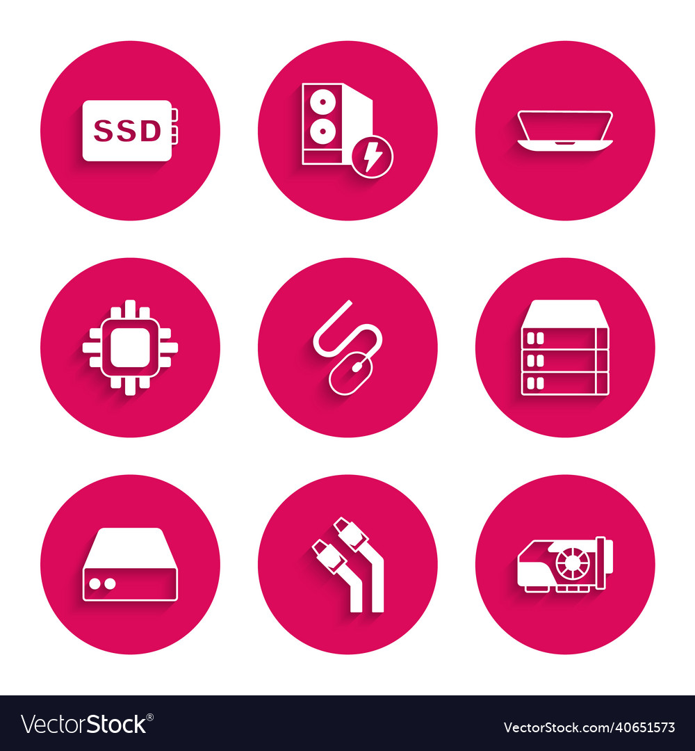 Set computer mouse lan cable network internet Vector Image