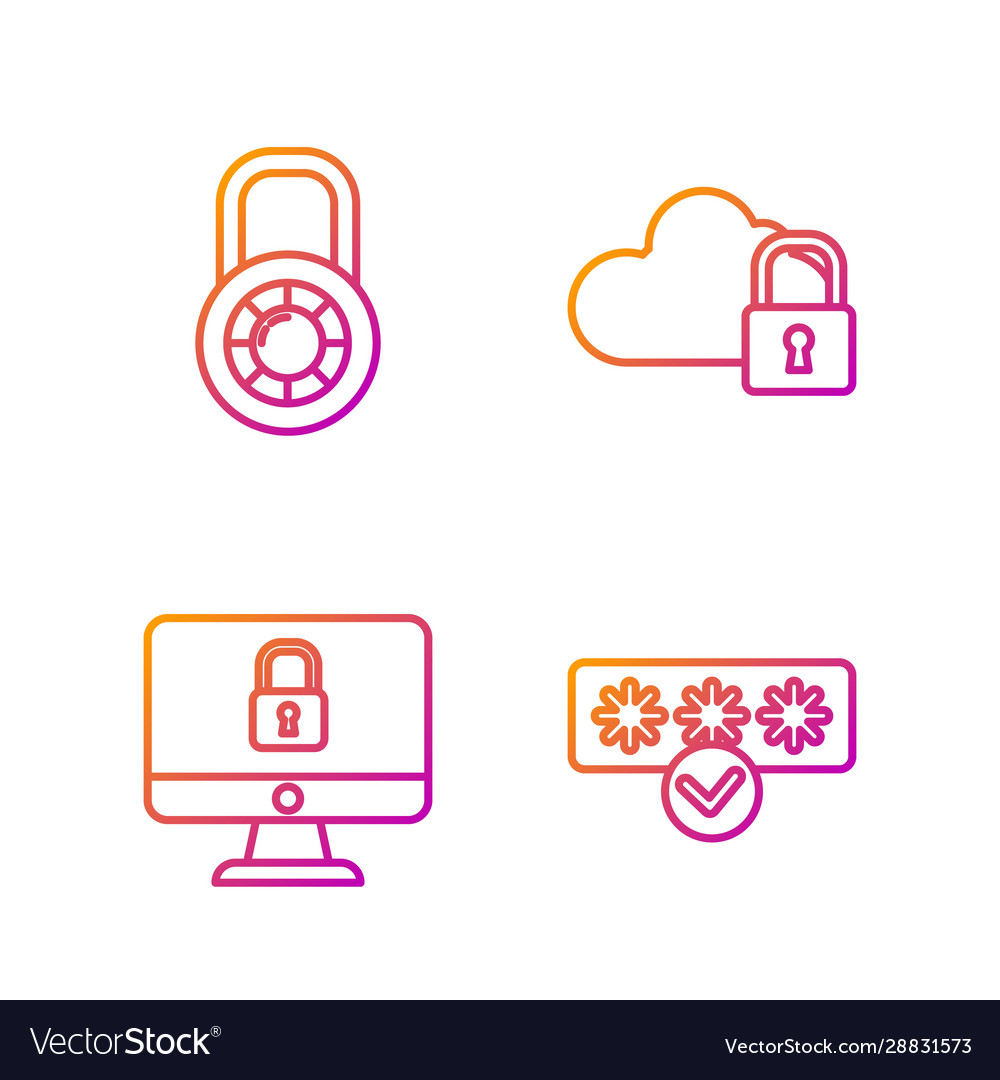 Set Line Password Protection And Safety Access Vector Image