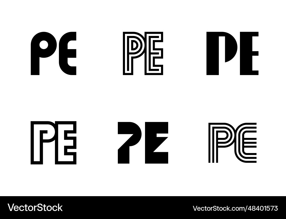 Set of letter pe logos Royalty Free Vector Image