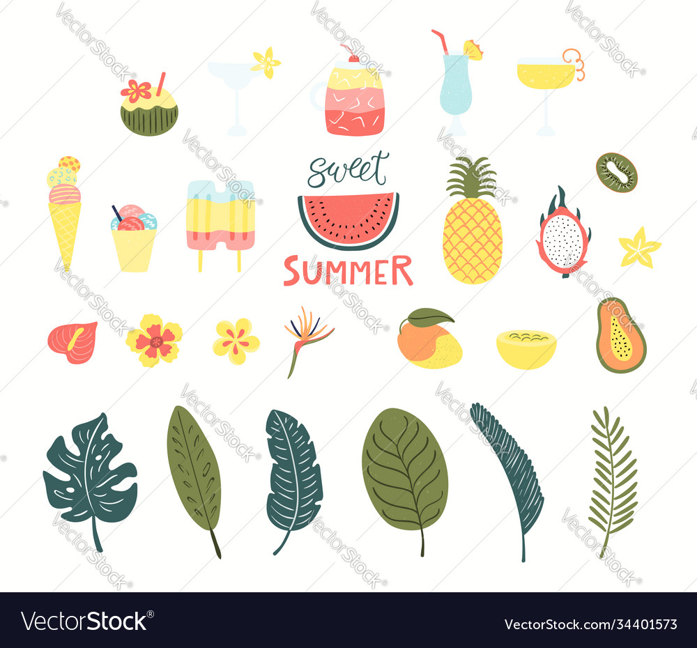 Summer elements set Royalty Free Vector Image - VectorStock Summer elements set Royalty Free Vector Image - VectorStock