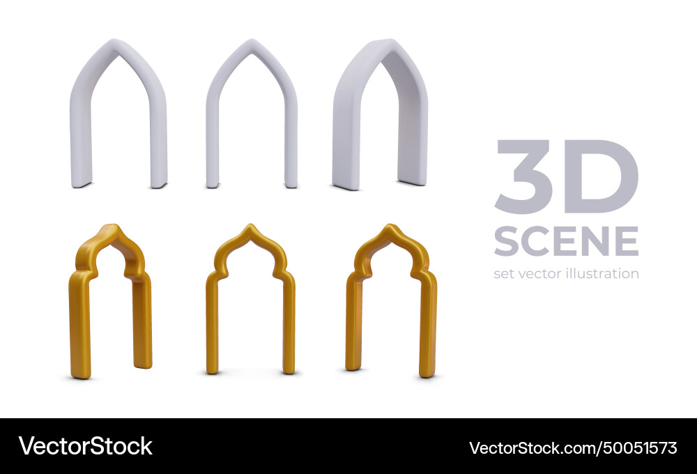 White and gold eastern arch frame shape of Vector Image