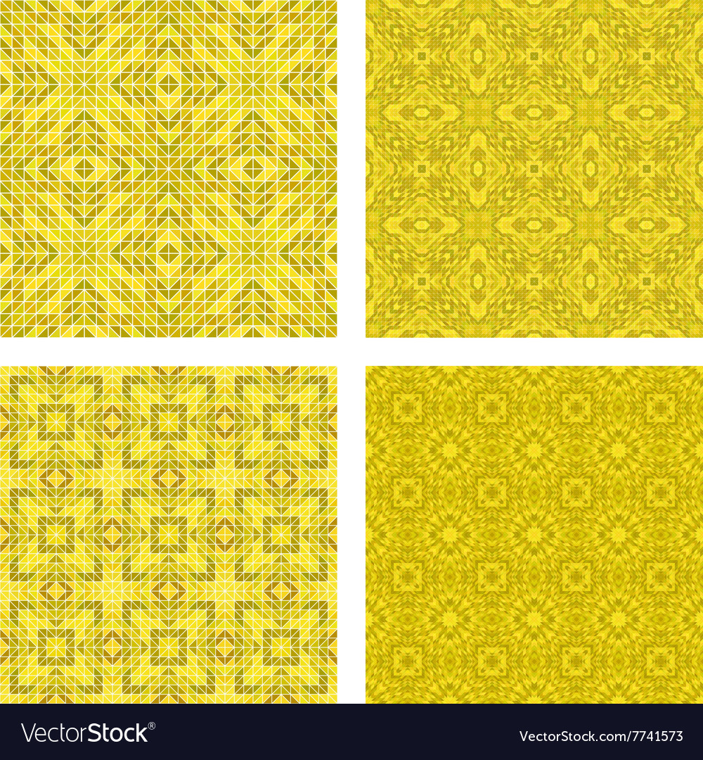 Yellow colorful seamless mosaic pattern set Vector Image Yellow colorful seamless mosaic pattern set Vector Image