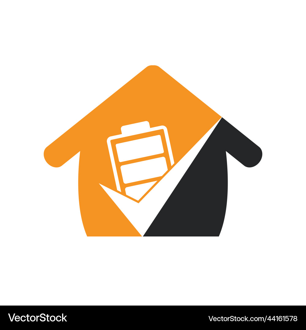 Battery check mark with home logo design Vector Image
