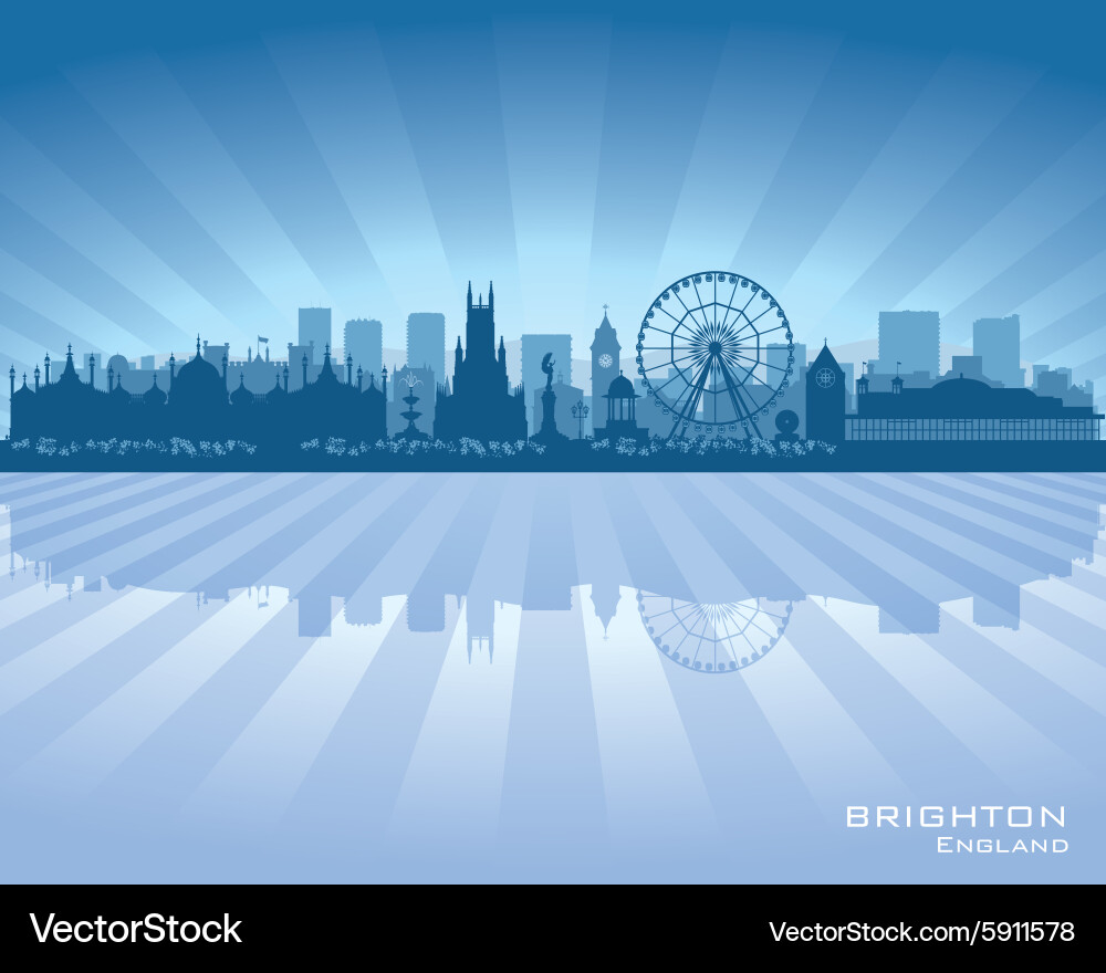 Brighton england skyline with reflection in water Vector Image