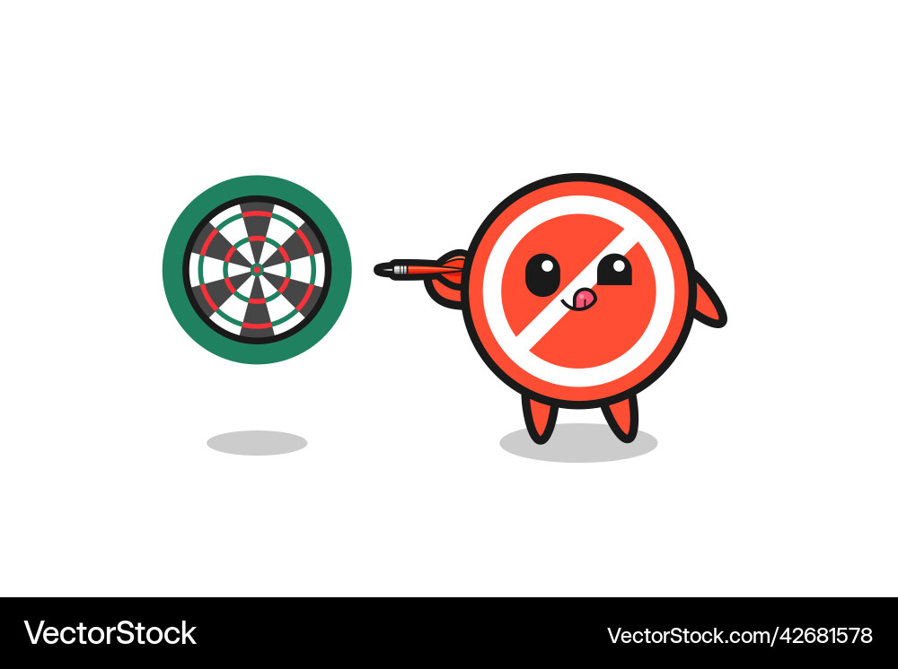 Cute stop sign is playing dart Royalty Free Vector Image