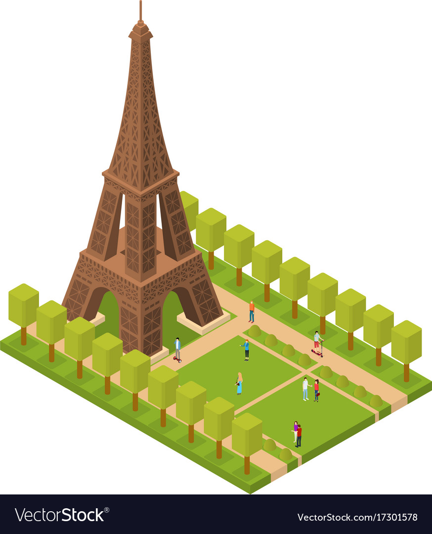 Eiffel tower famous landmark paris isometric Vector Image