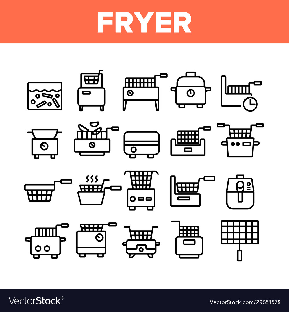 Fryer electronic tool collection icons set Vector Image