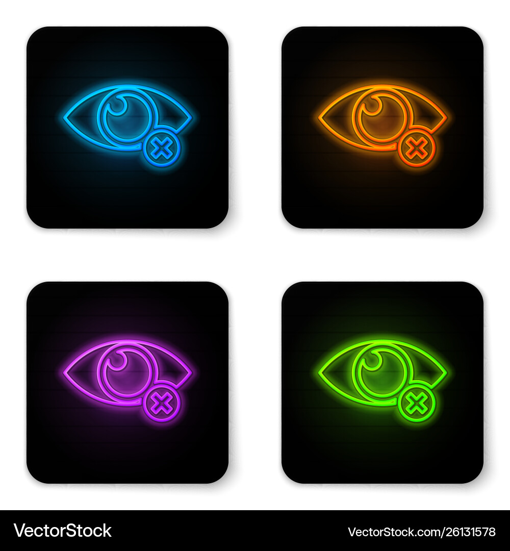 Glowing neon invisible or hide icon isolated Vector Image