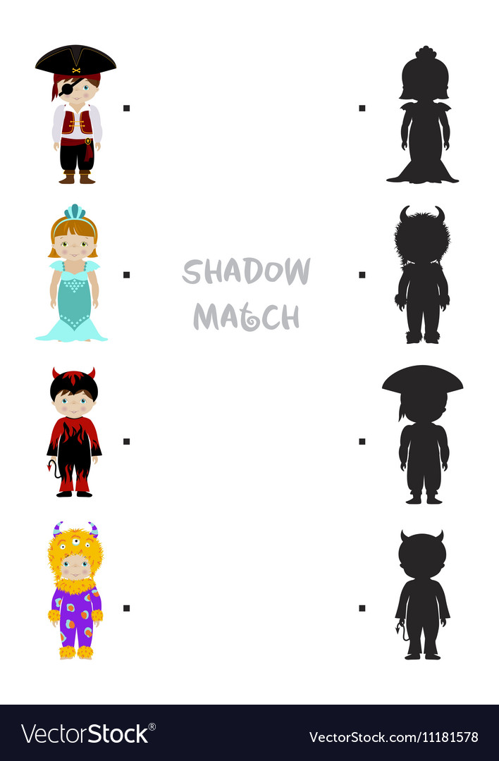 Halloween shadow matching game for kids Royalty Free Vector