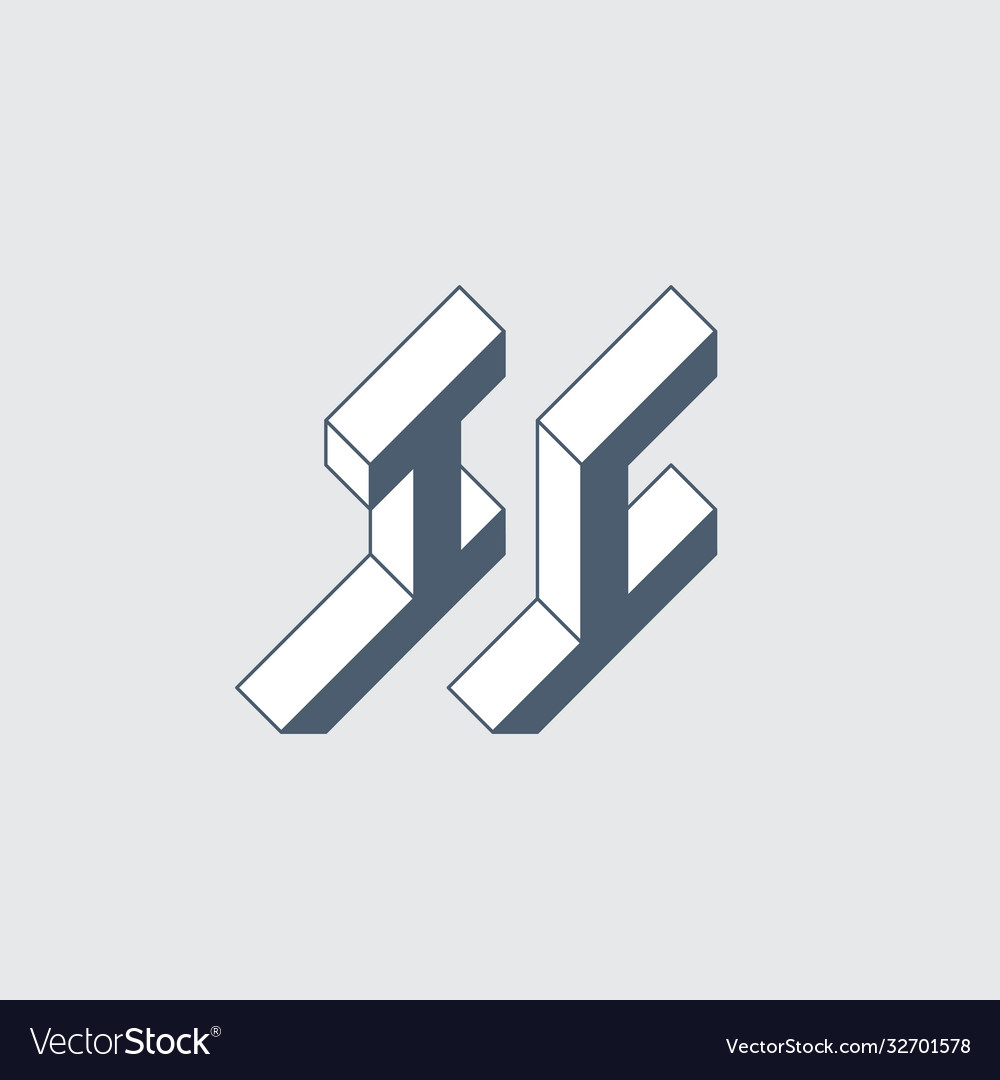 Ic - logo or 2-letter code isometric 3d font Vector Image