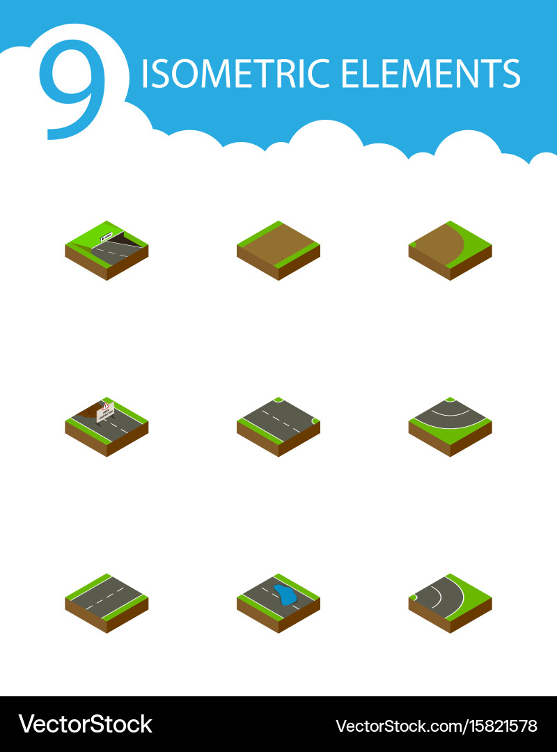 Isometric way set of footpath underground Vector Image