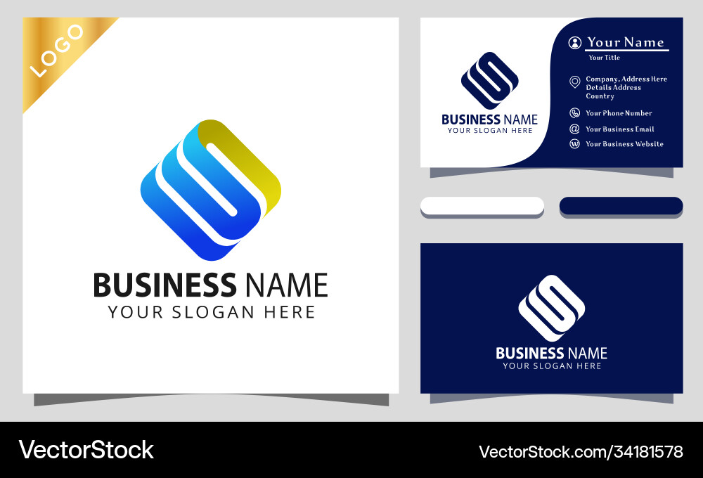Letter ws square round colorful logo design Vector Image