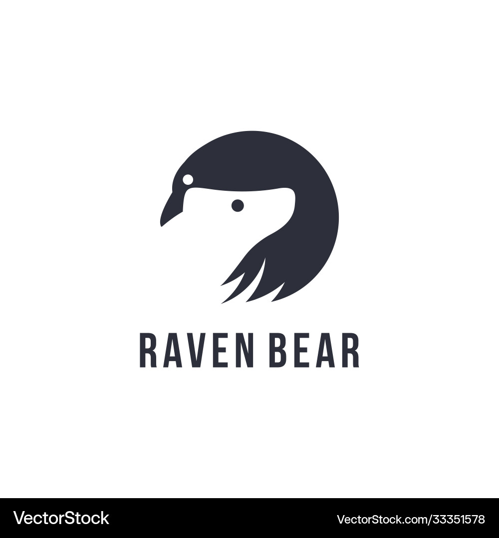 Minimalist raven and bear logo icon template Vector Image