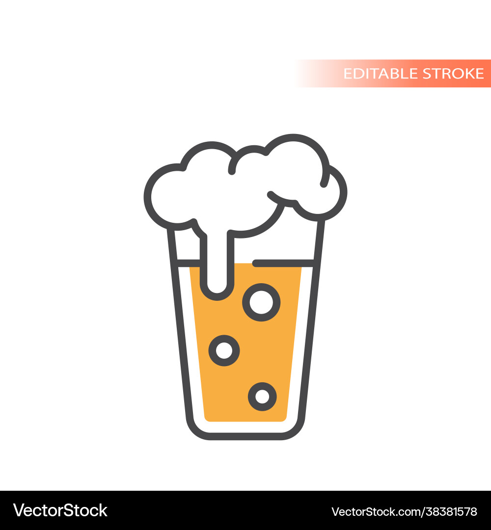 Pint beer with foam and bubbles icon Royalty Free Vector