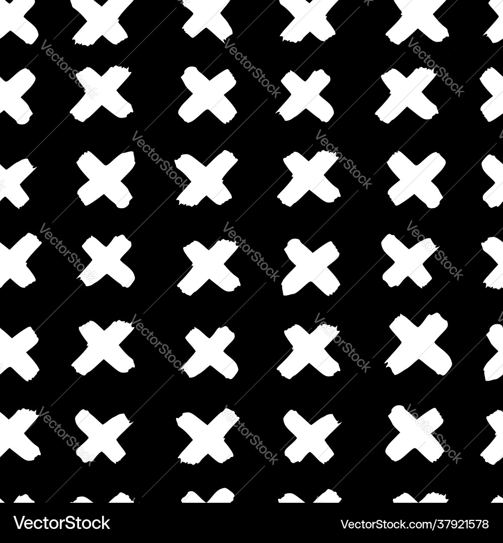 Seamless white crosses on black background Vector Image