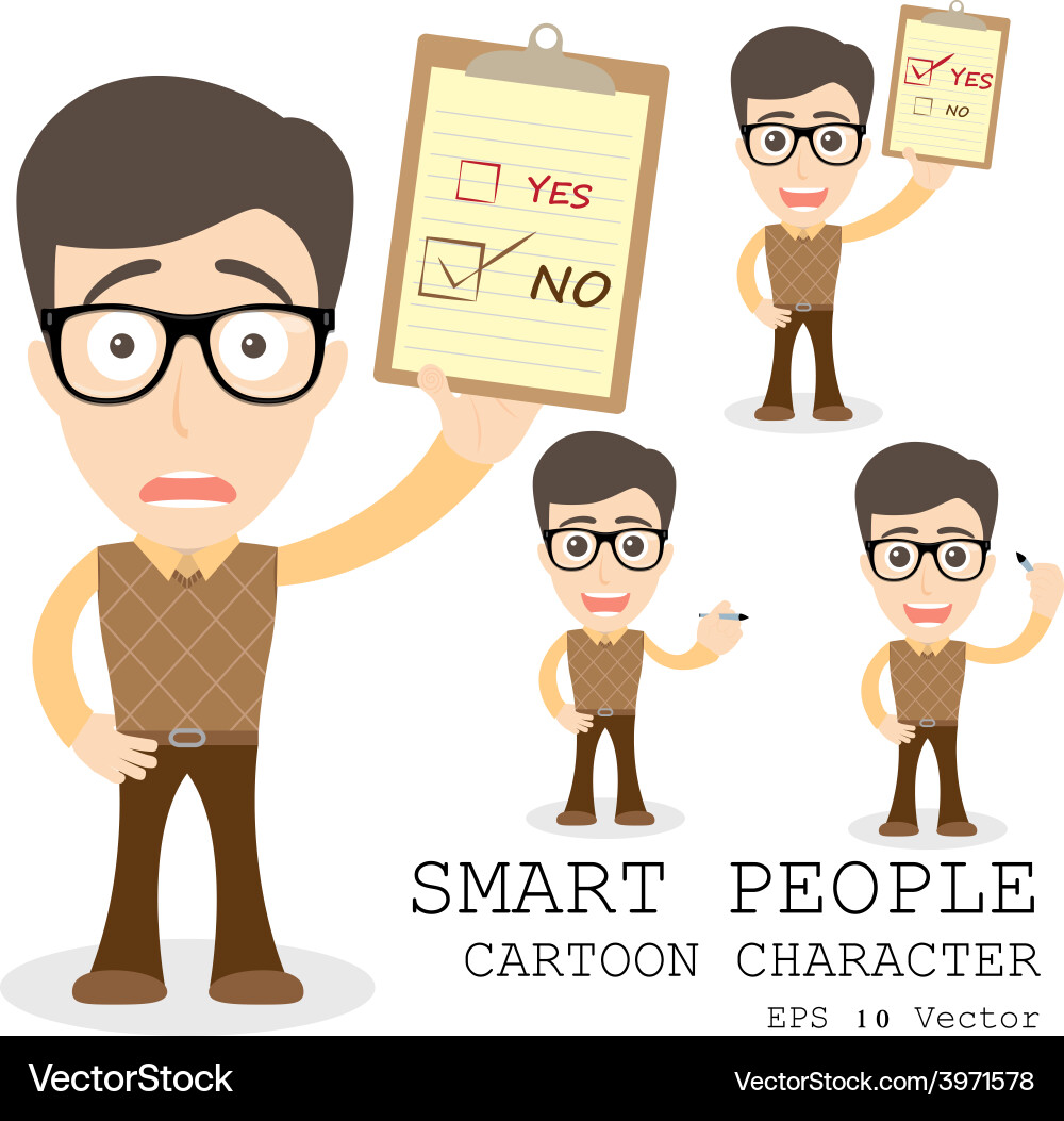 Smart people cartoon character eps 10 Royalty Free Vector