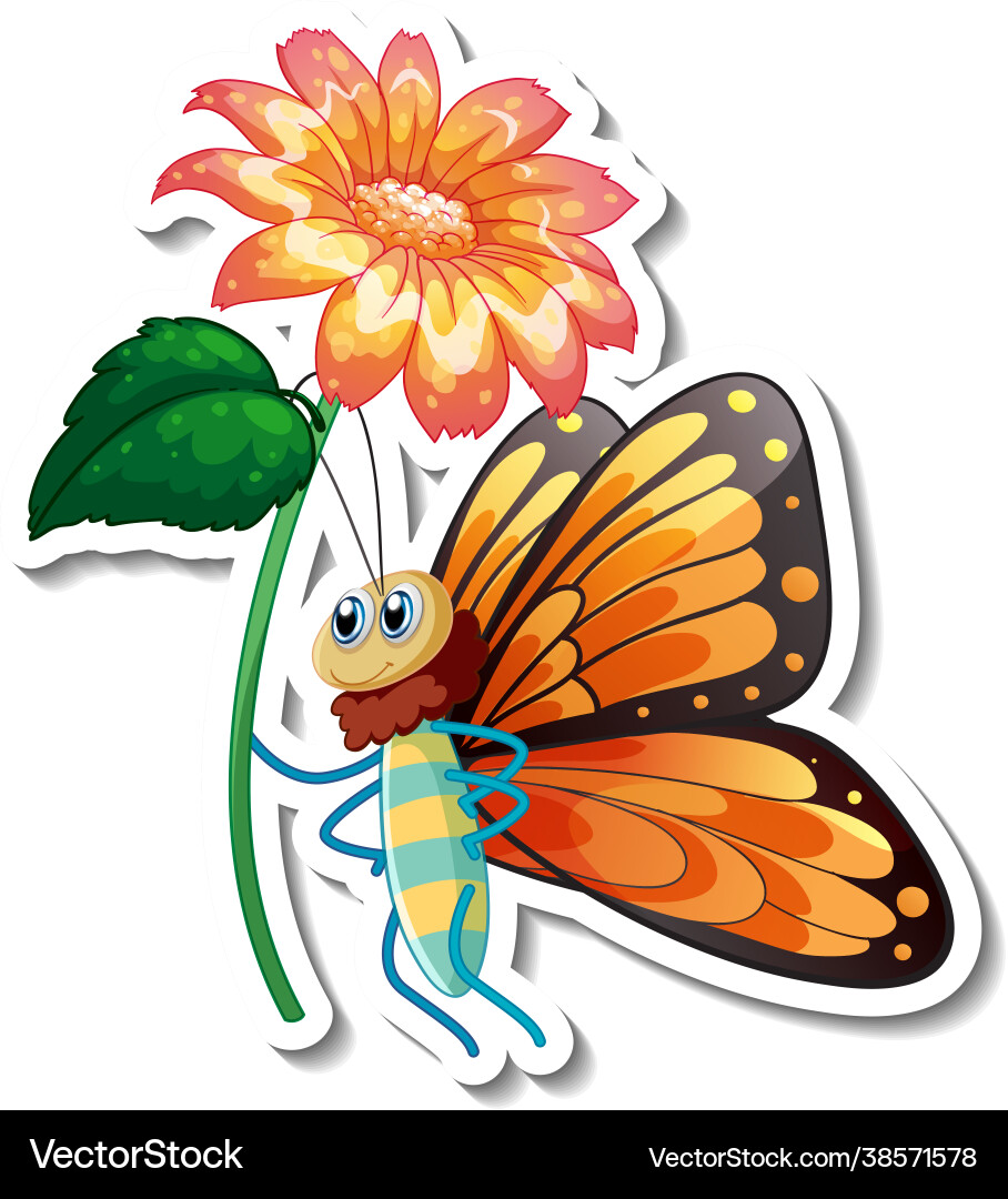 Sticker template with cartoon character Royalty Free Vector