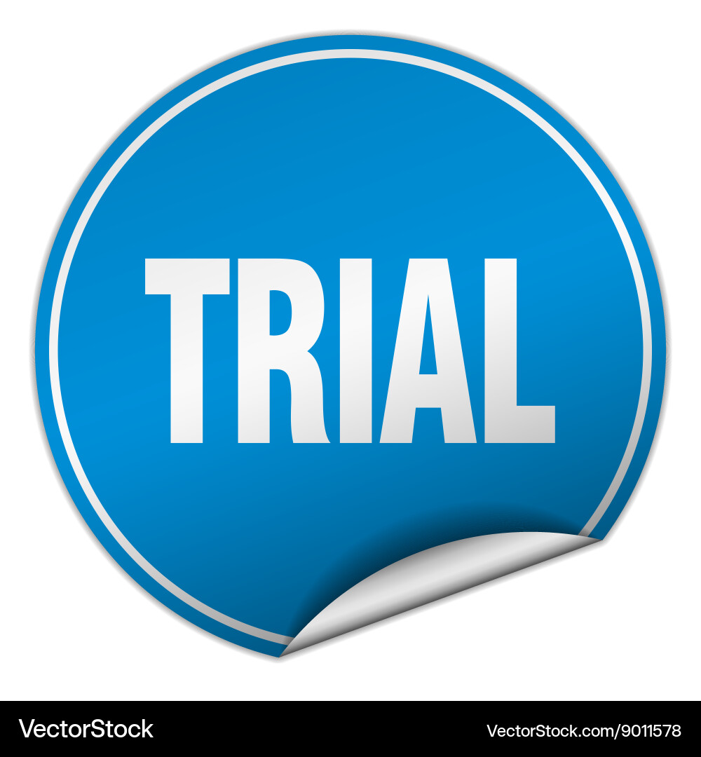 Trial round blue sticker isolated on white Vector Image