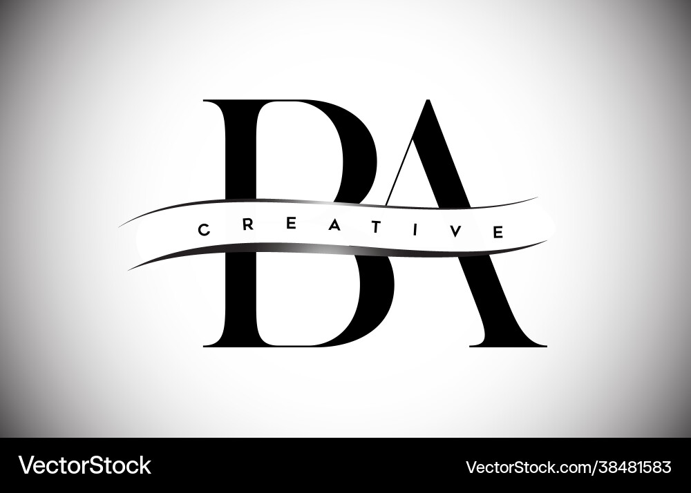 Ba letter logo with serif and creative cut Vector Image