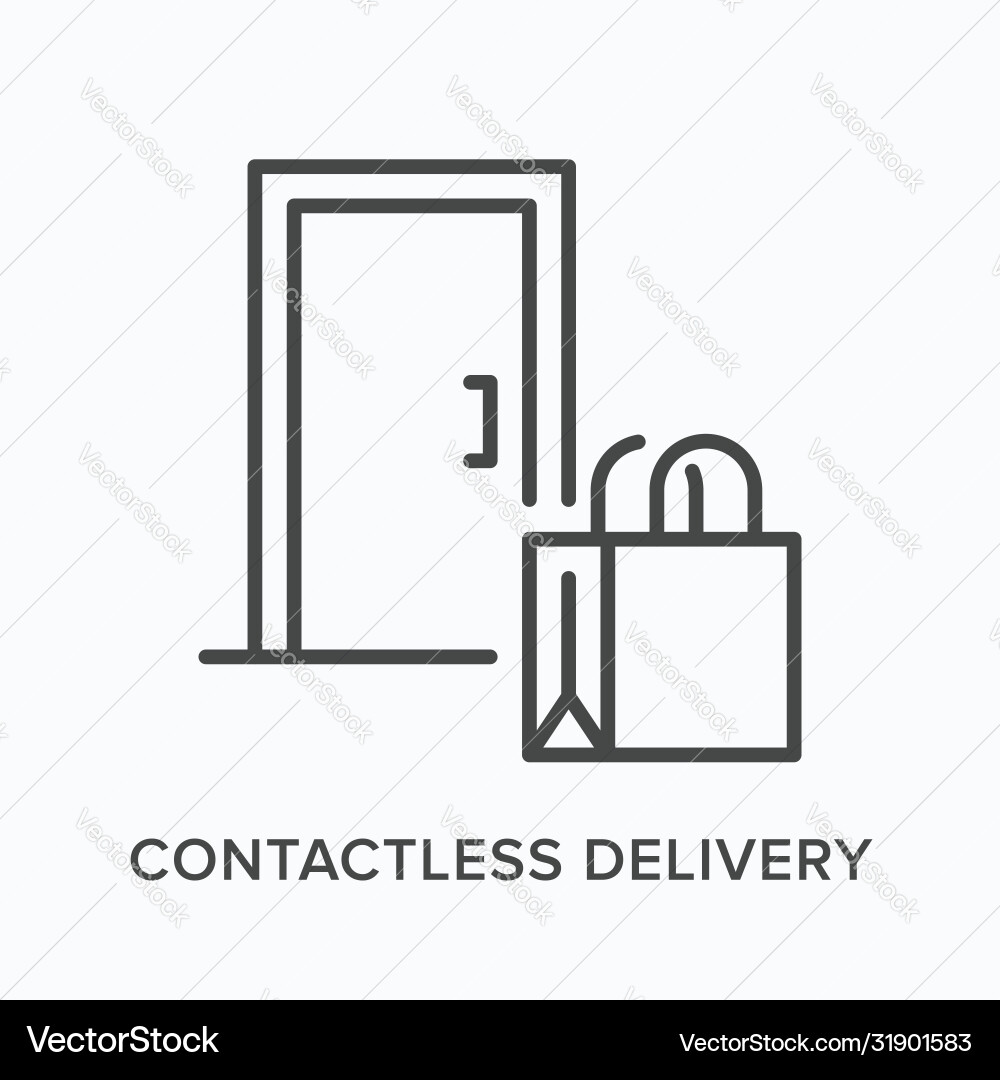 Contactless delivery line icon outline Royalty Free Vector