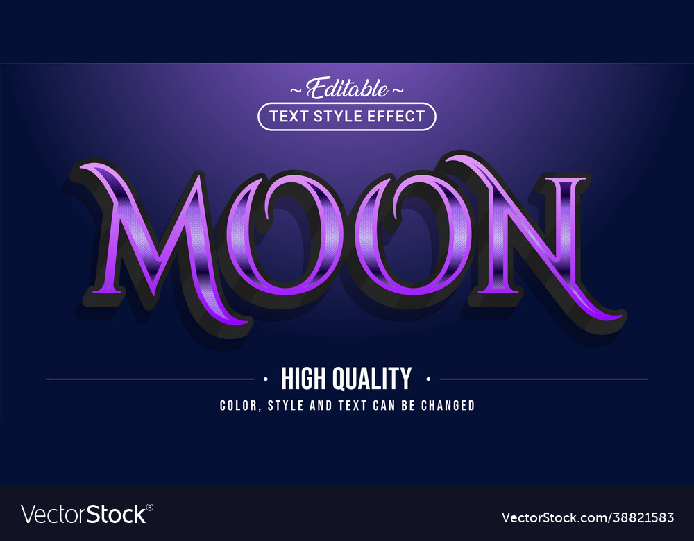Editable text style effect - moon theme Royalty Free Vector