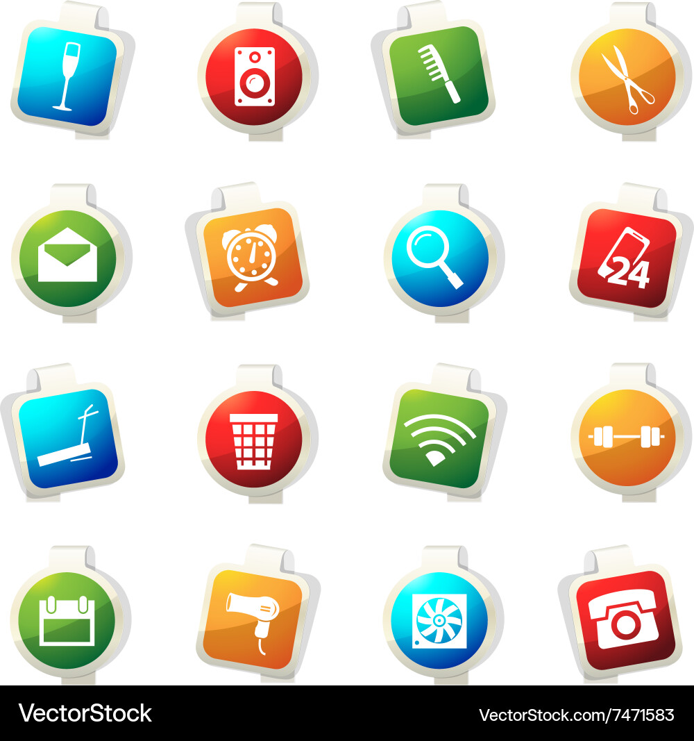 Hotel room icons set Royalty Free Vector Image