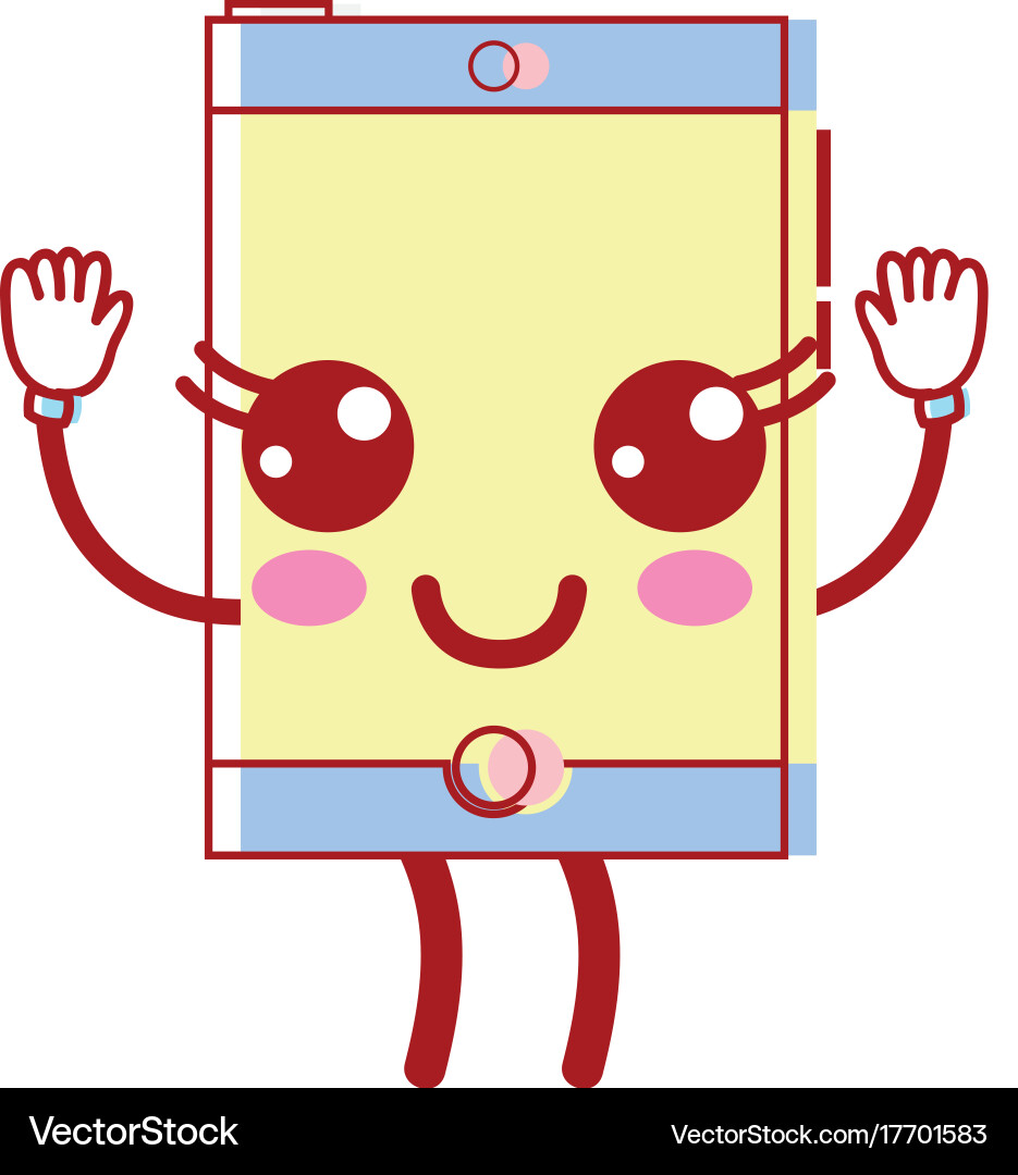 Kawaii cute happy smartphone technology Royalty Free Vector