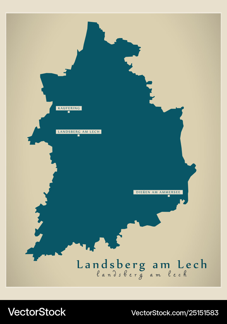 Modern map - landsberg am lech county bavaria Vector Image