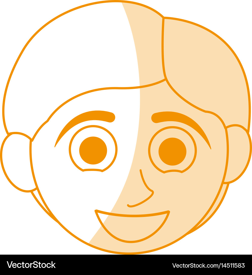 Orange silhouette shading caricature front face Vector Image
