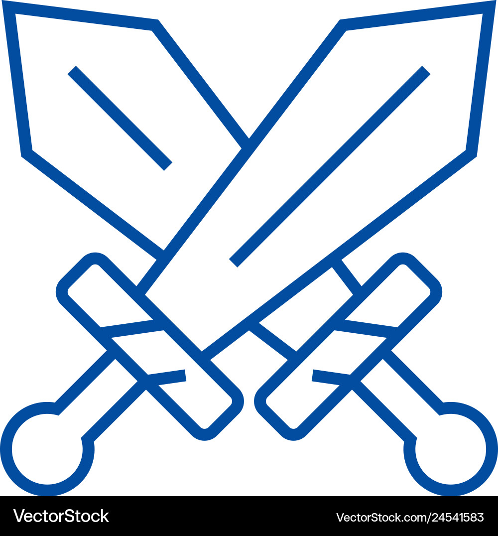 Swords sign line icon concept flat Royalty Free Vector Image