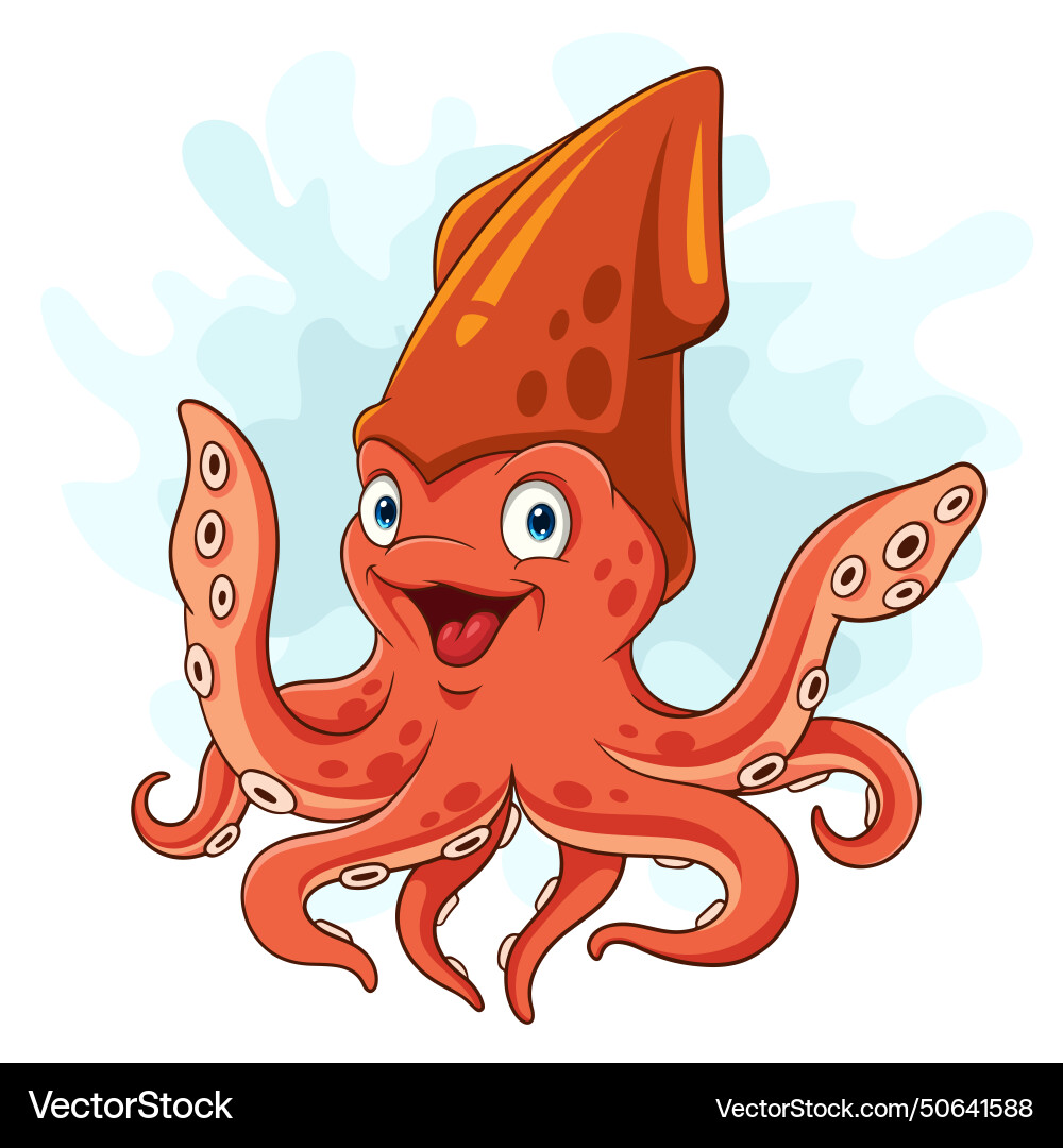 Cartoon squid isolated on white background Vector Image
