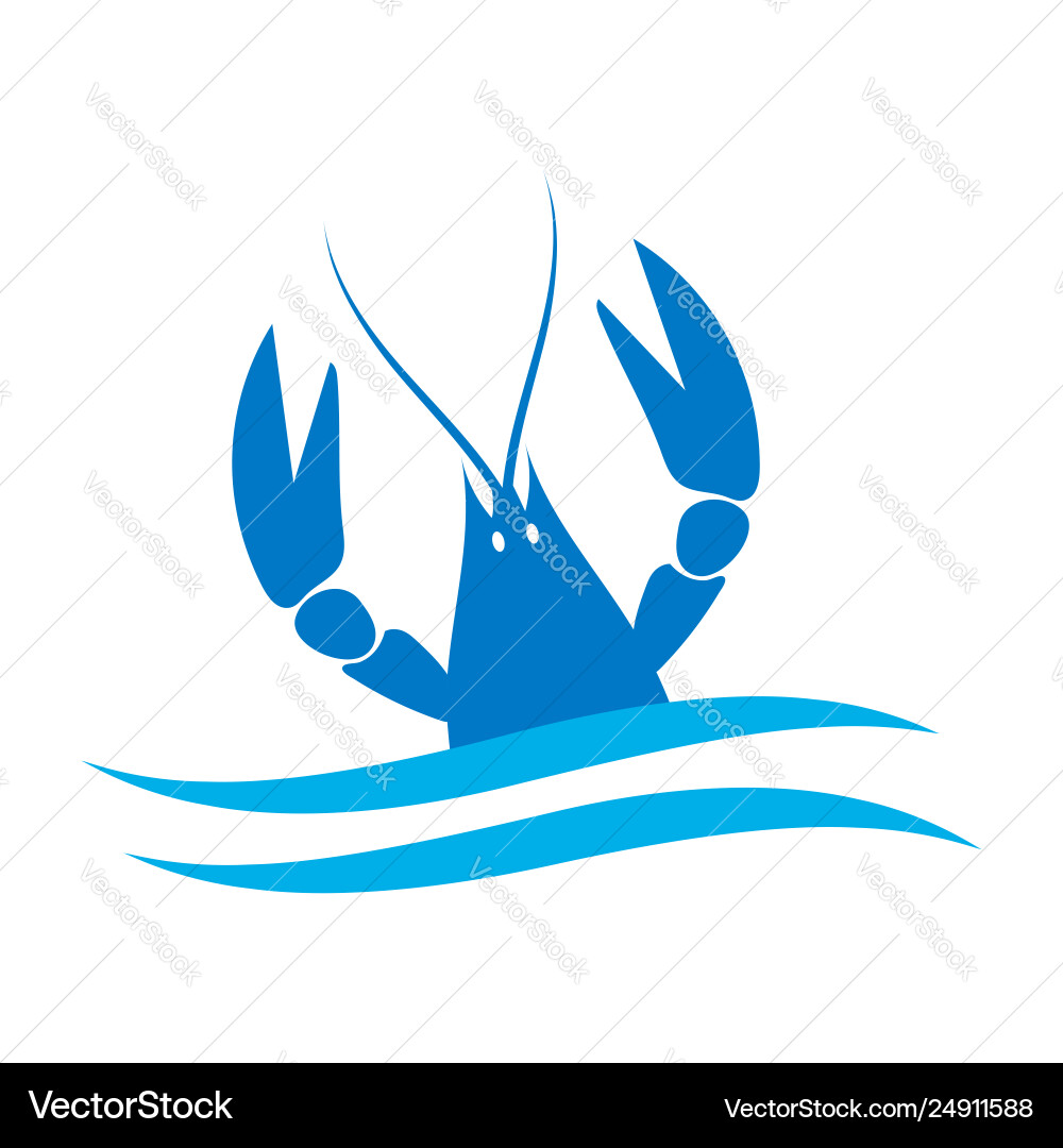 Crayfish logo river lobster langoustine Royalty Free Vector