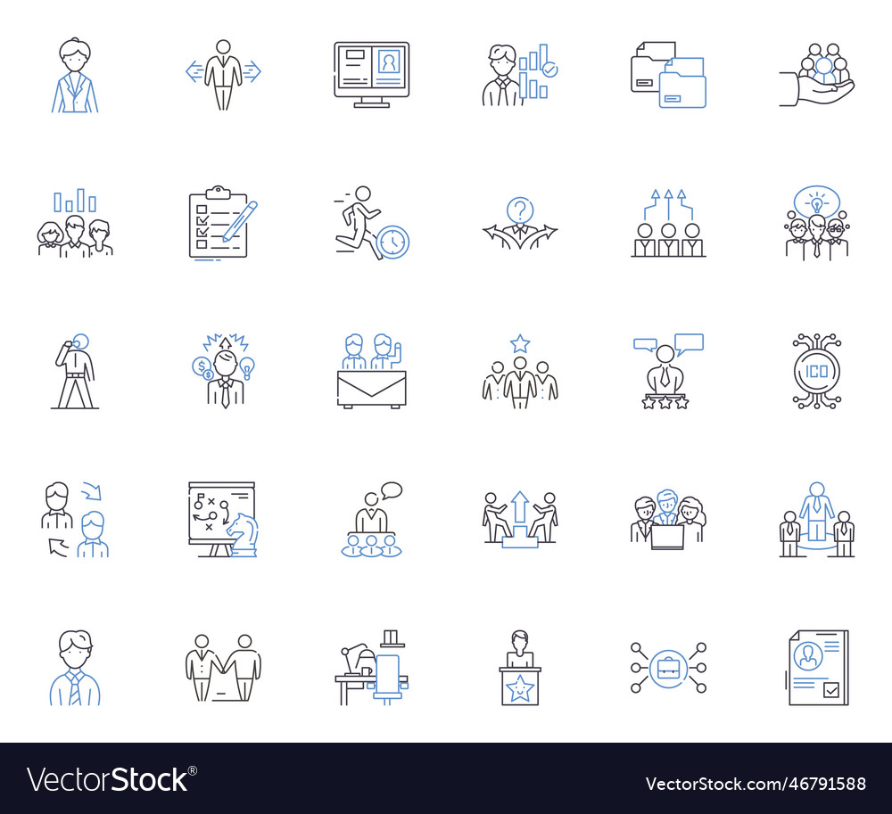 Cubicle dwellers line icons collection stress Vector Image