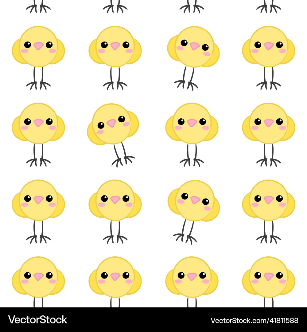 Cute little yellow chick animal pattern Royalty Free Vector