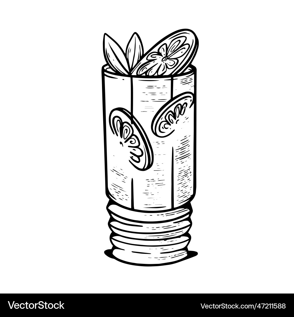 Hand drawn cocktail line art style Royalty Free Vector Image