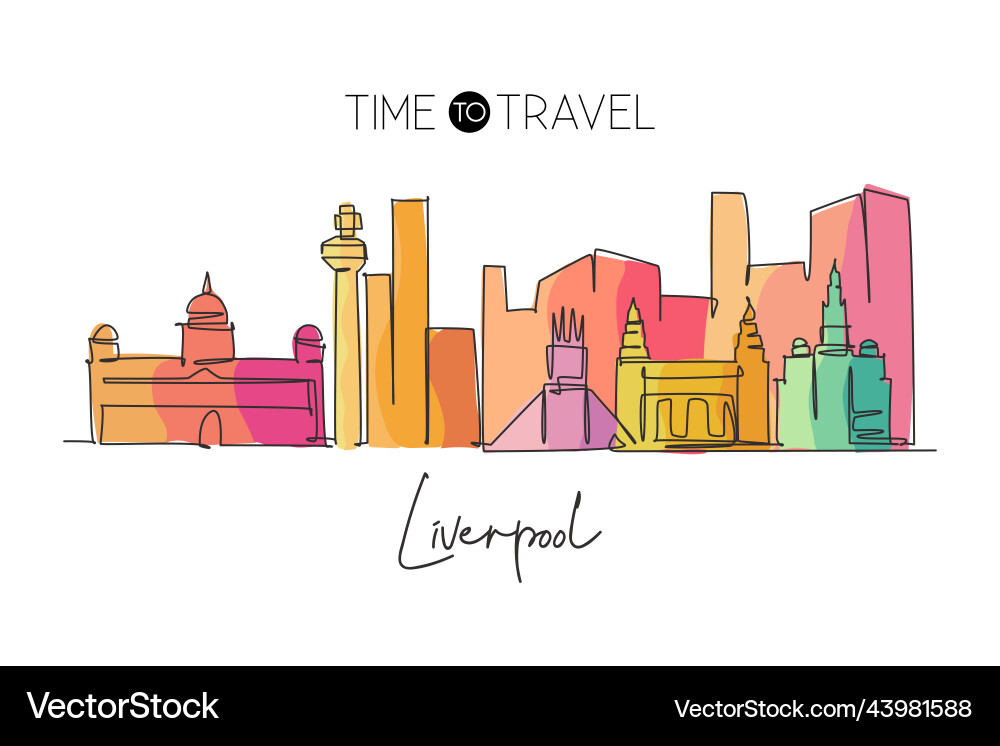 One continuous line drawing liverpool city Vector Image