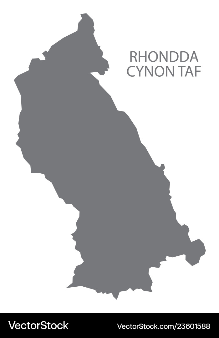Rhondda cynon taf wales map grey Royalty Free Vector Image