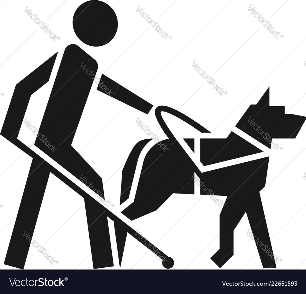 Blind boy dog guide icon simple style Royalty Free Vector Blind boy dog guide icon simple style Royalty Free Vector